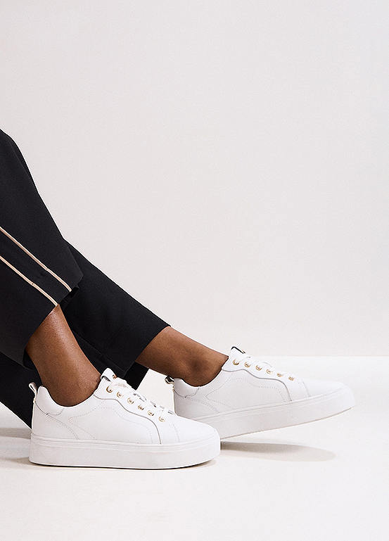 Leather Flatform Lace-Up Trainers by Phase Eight | Look Again