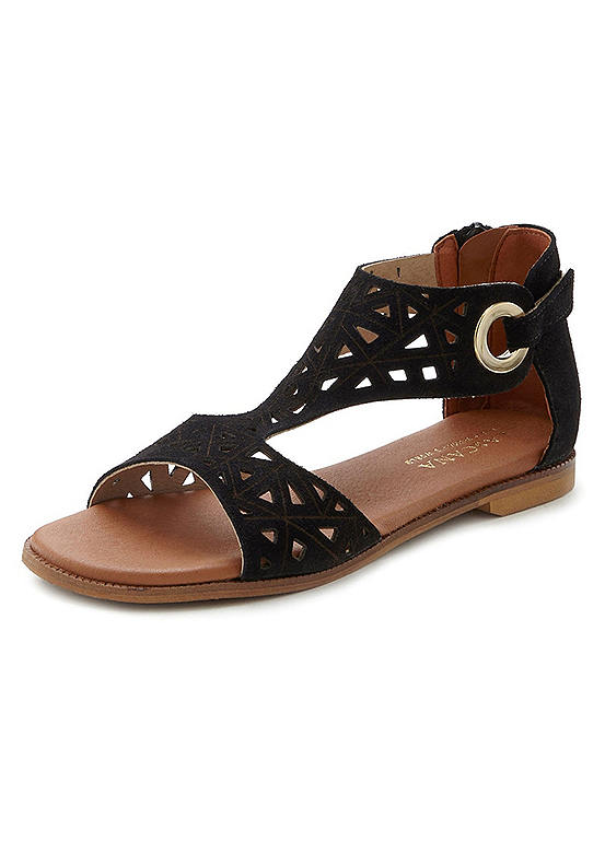 Leather Sandals with Sophisticated Cut Outs by LASCANA | Look Again