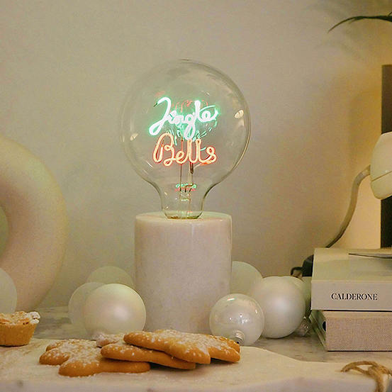 LED Filament Text Light Bulb Jingle Bells by Steepletone | Look Again