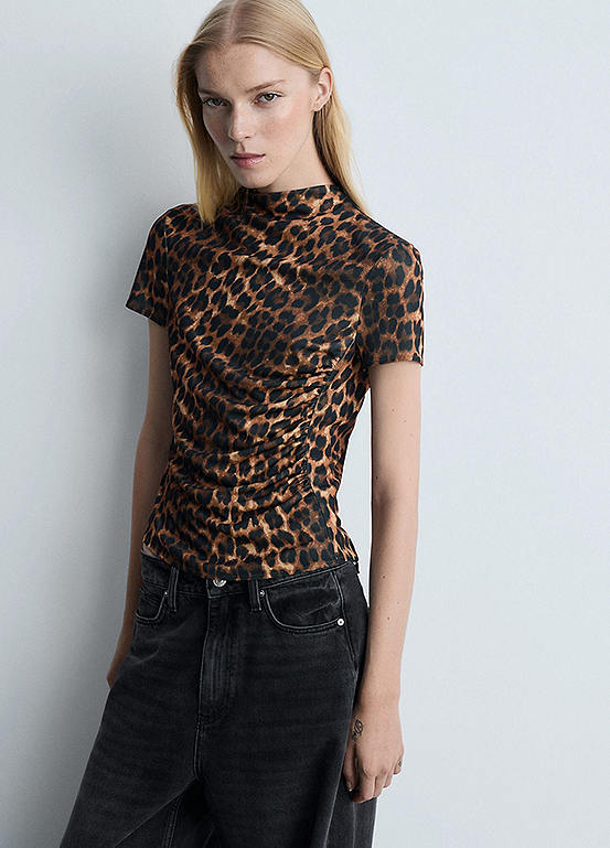Leo Brown Leopard Print Top by Mango | Look Again