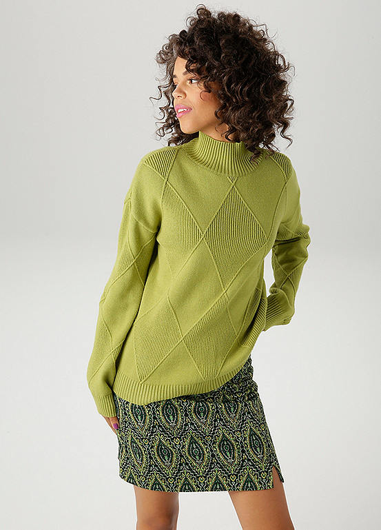 Long Sleeve Diamond Pattern Jumper by Aniston | Look Again