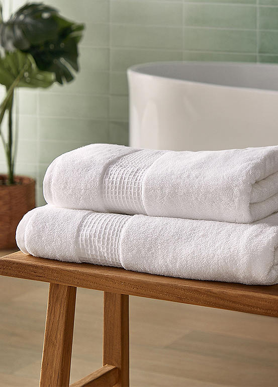 Luxury Waffle Border BCI Cotton Towel Range by Silentnight | Look Again