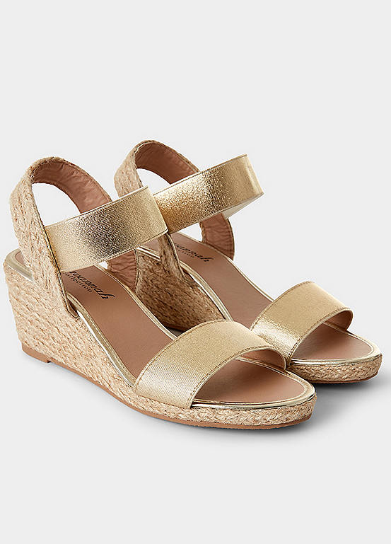 Metallic Gold Wedge Sandals by Joe Browns | Look Again