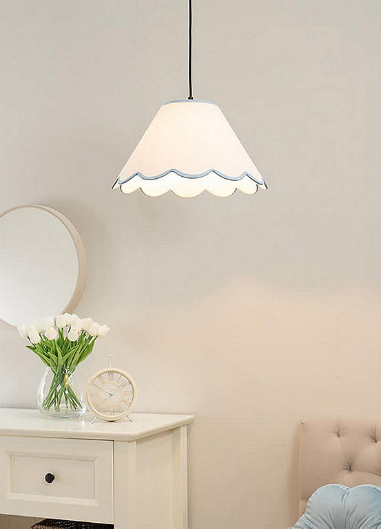 Mix & Match Florie Scallop Blue Trim Shade by ValueLights | Look Again