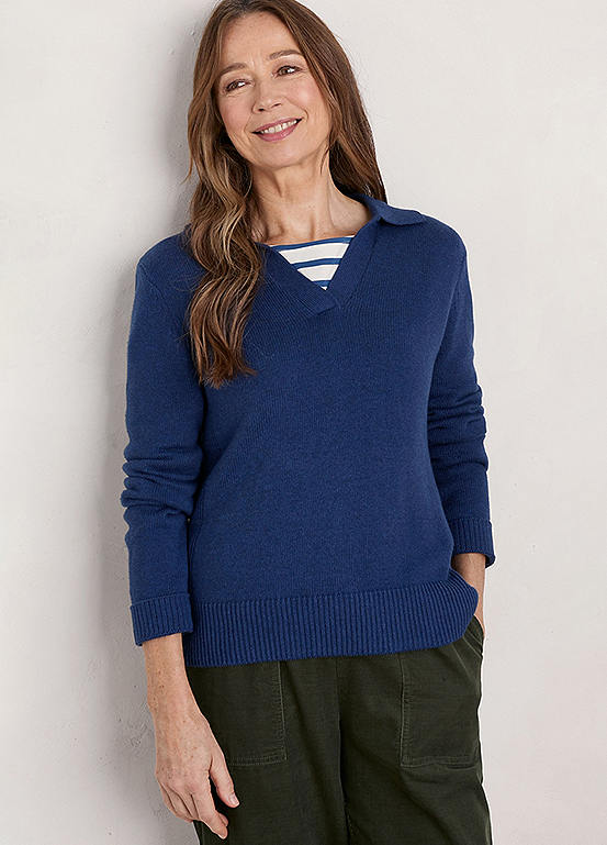 Navy Long Sleeve Barbizan Jumper by Seasalt Cornwall | Look Again