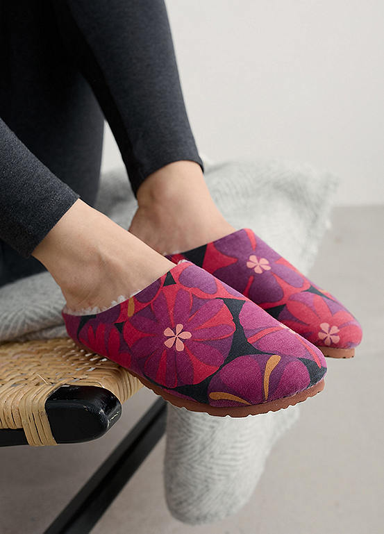 Nightjar Handicraft Flowers Grape Slippers by Seasalt Cornwall | Look Again