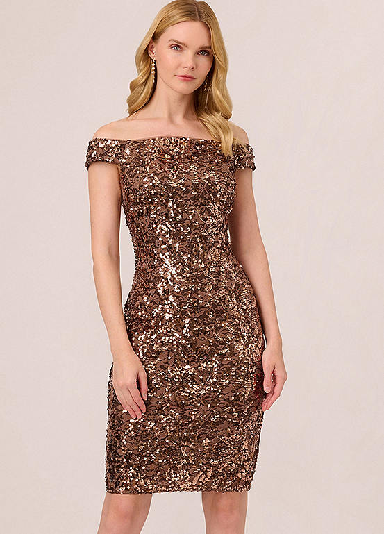 Off Shoulder Sequin Dress by Adrianna Papell | Look Again