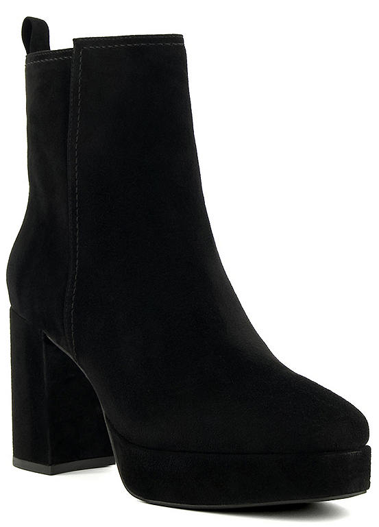 Oona Black Platform Suede Ankle Boots by Dune London | Look Again