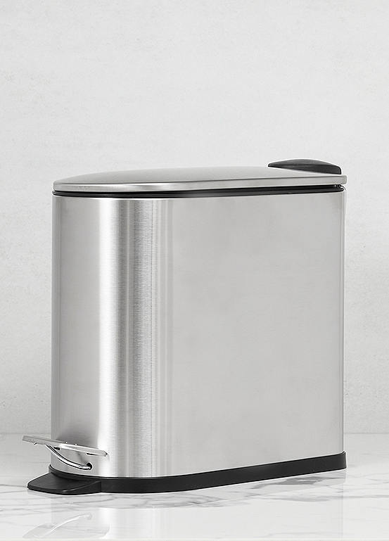 Oval 5L Bin Stainless Steel Waste Bin by Pifco | Look Again