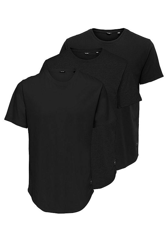 Pack Of 3 Round Neck Short Sleeve T Shirts By Only And Sons Look Again