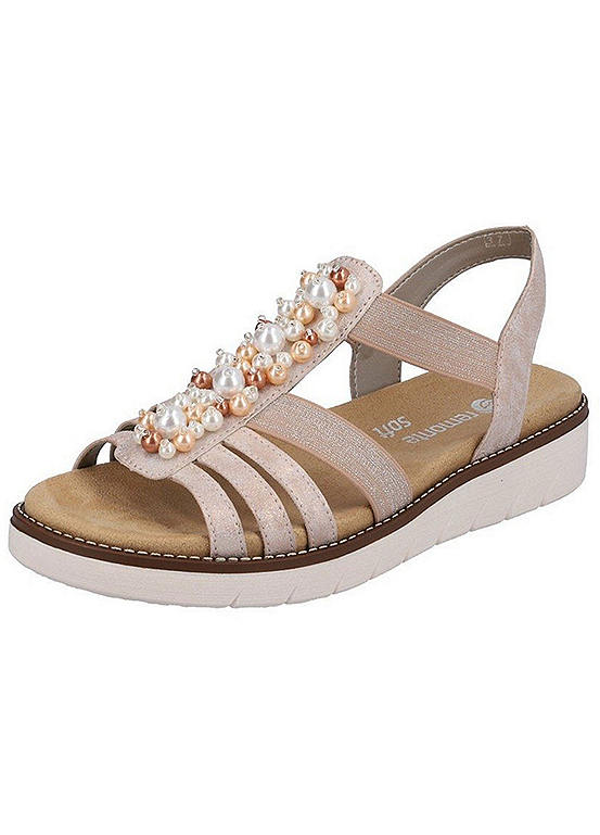 Pearl Trim Strappy Sandals by Remonte | Look Again