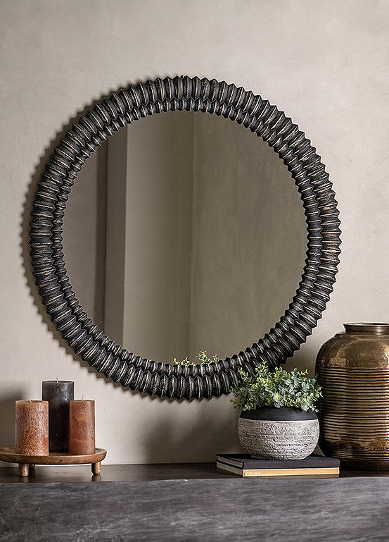 Pimlico Round Mirror Black Wash 900 mm by Chic Living | Look Again