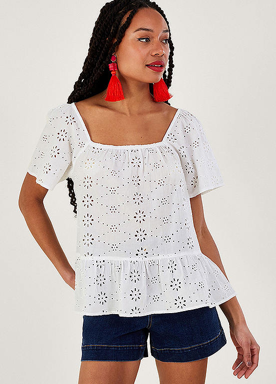 Plain Schiffli Top by Monsoon | Look Again