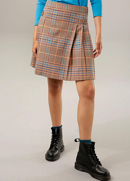Pleated Check Mini Skirt by Aniston | Look Again