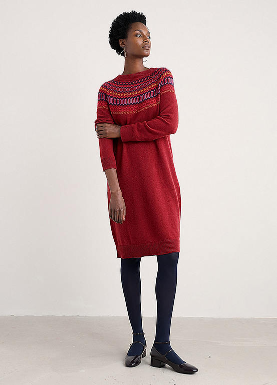 Red Bird Ring Fair Isle Knitted Dress by Seasalt Cornwall | Look Again