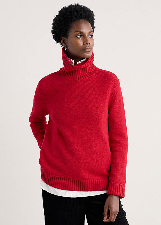Red Braque Lambswool Blend Roll Neck Jumper by Seasalt Cornwall | Look ...
