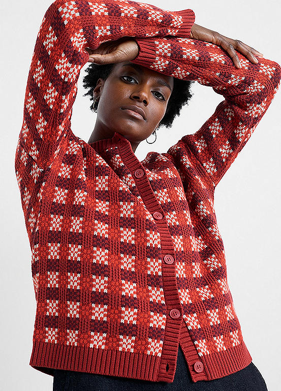 Red Kensa Checked Cardigan by Seasalt Cornwall | Look Again