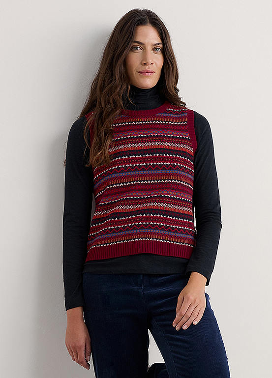 Red Percella Cove Fair Isle Knitted Vest by Seasalt Cornwall | Look Again