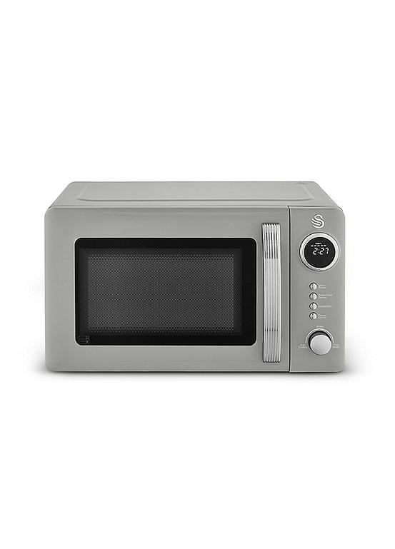 Retro 20L Digital Microwave - Grey by Swan | Look Again