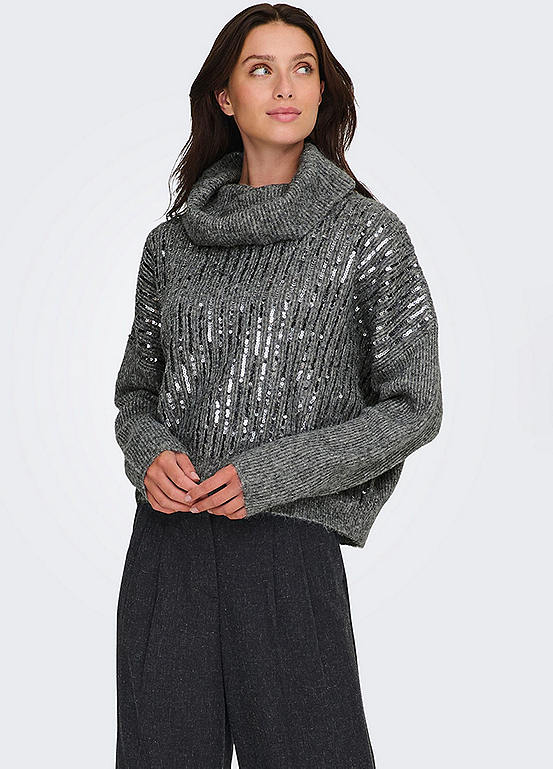 Roll Neck Sequin Jumper by Only | Look Again