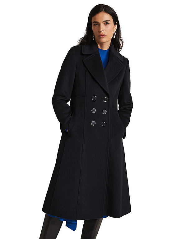 Sandra Navy Long Smart Coat by Phase Eight | Look Again