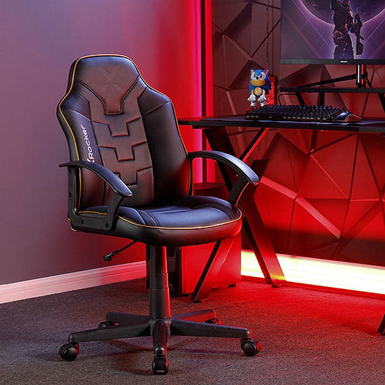 Saturn Mid-Back Wheeled Esport Gaming Chair - Black/Gold by X Rocker ...