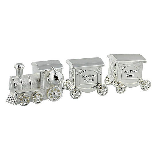 Silverplated First Tooth & Curl Set Train with 2 Carriages by Hello ...