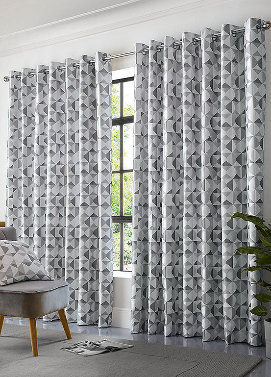 Skandi Jacquard Pair of Eyelet Lined Curtains by Alan Symonds | Look Again