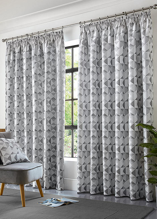 Skandi Jacquard Pair of Pencil Pleat Lined Curtains by Alan Symonds ...