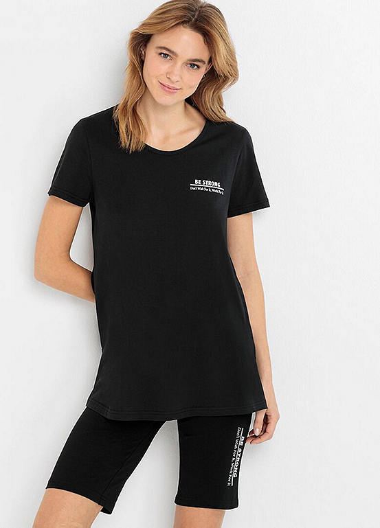 Slogan Print Shorty Pyjamas by bonprix | Look Again