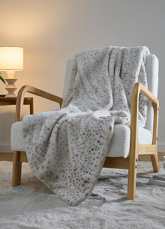 Snow Leopard Faux Fur Throw by 365 by Freemans | Look Again
