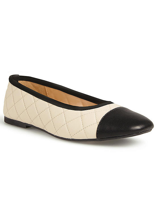 Square Toe Quilted Leather Ballerinas by Freemans | Look Again