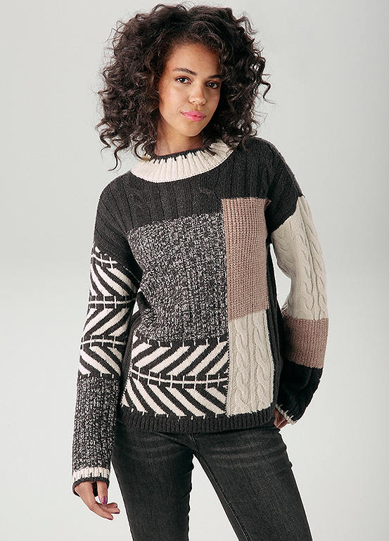 Turtleneck Patch Oversized Jumper by Aniston | Look Again