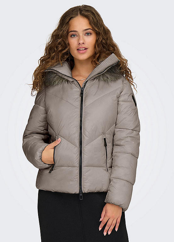 Two Way Zip Quilted Jacket by Only | Look Again