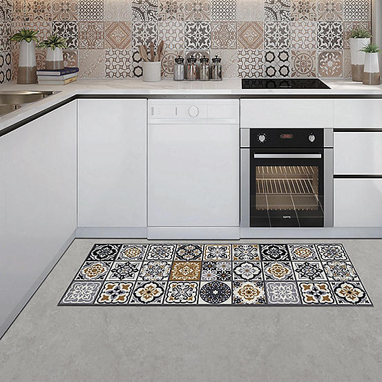 Victorian Tile Beige Runner by Likewise Rugs & Matting | Look Again