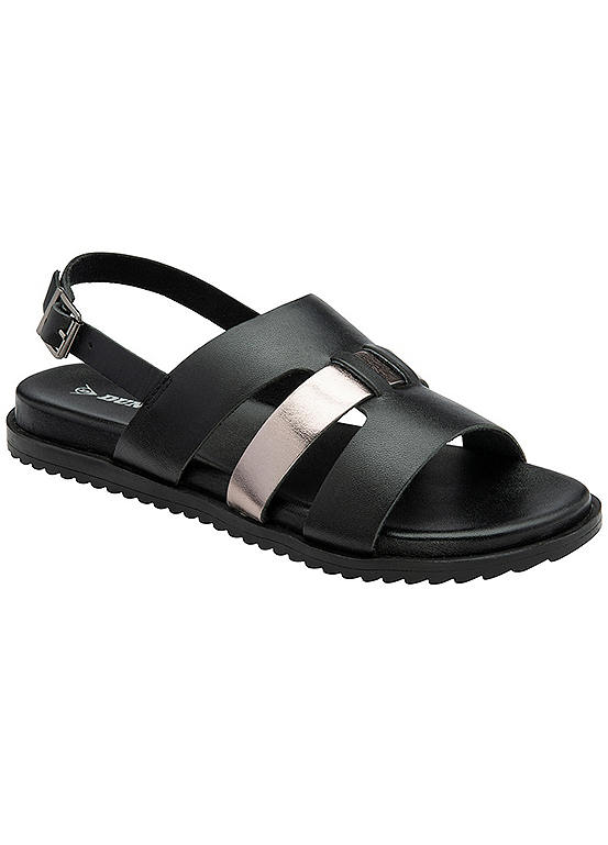 Zareen Black Multi Strap Sandals by Dunlop | Look Again