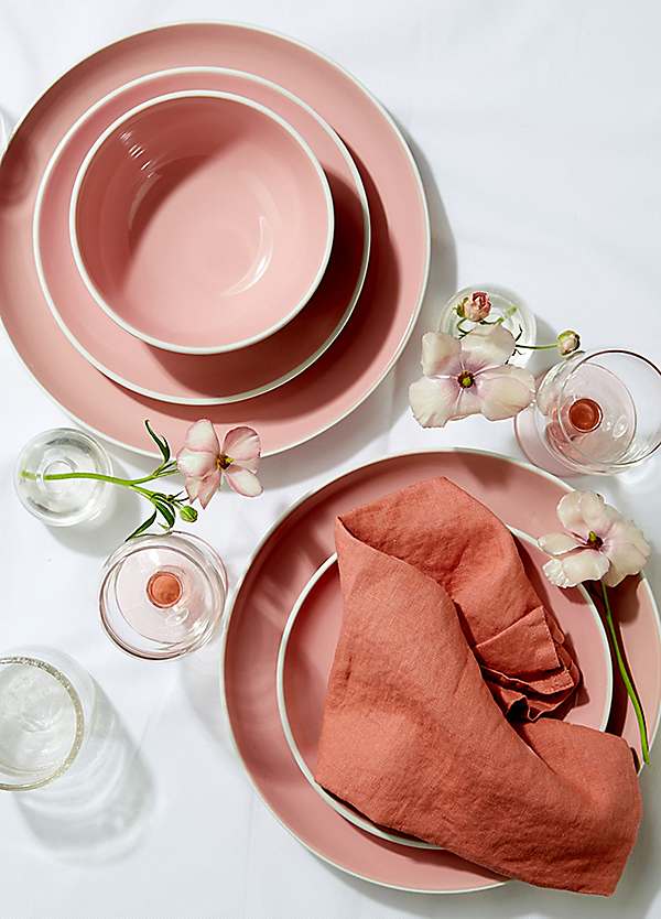 Waterside 12 Piece Bubble Gum Dinner Set Pink by Waterside