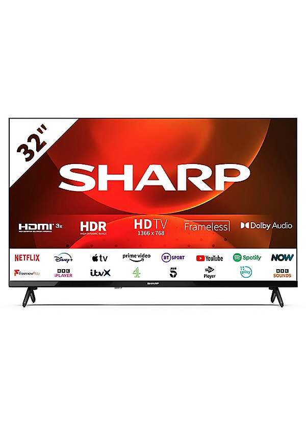 Sharp 1T C32FH2KL2AB 32 Inch HD Frameless LED Android Smart TV by Sharp