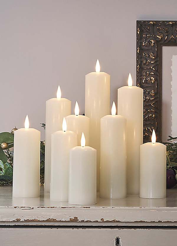 Lights4Fun 9 TruGlow Ivory LED Slim Pillar Candles with Remote Control by Lights4Fun