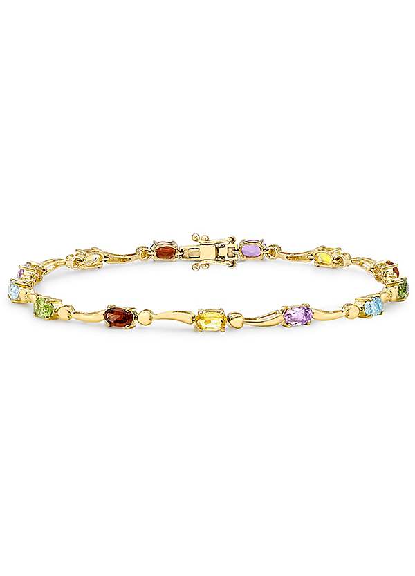 Tuscany Gold 9ct Yellow Gold Multi Coloured Gemstones Wave Bracelet by Tuscany Gold