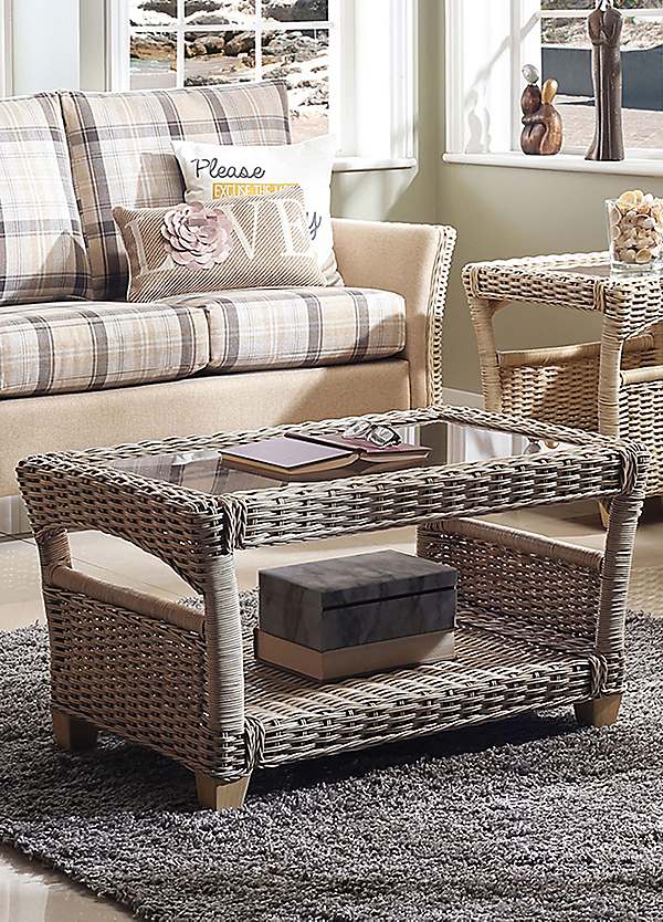 Rattan coffee table with glass top store