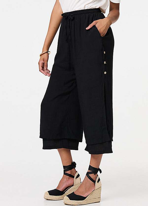 Black high waisted cropped trousers store