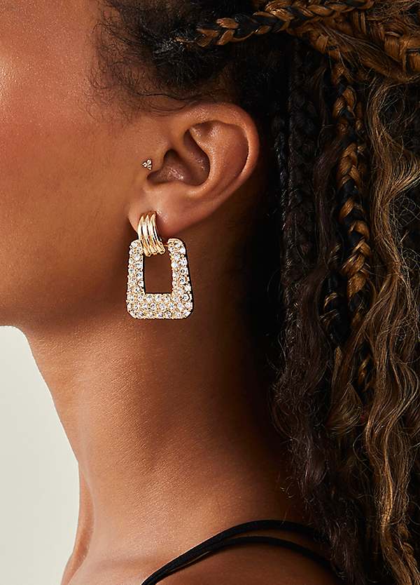 Square door knocker earrings store
