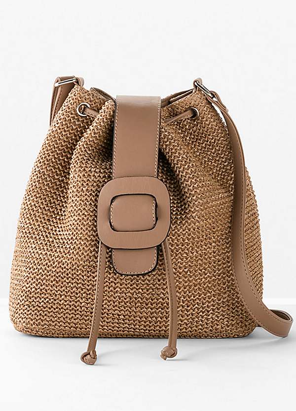 Leather drawstring bucket bag store