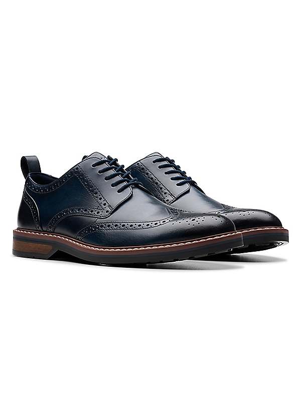 Clarks Men s Navy Leather Aldwin Limit Shoes by Clarks