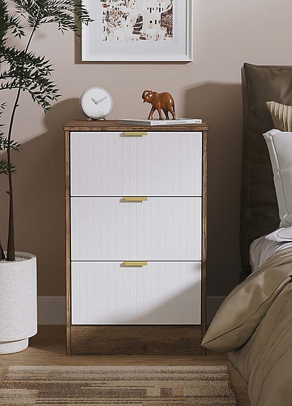 Nashville Ready Assembled 3 Drawer Bedside
