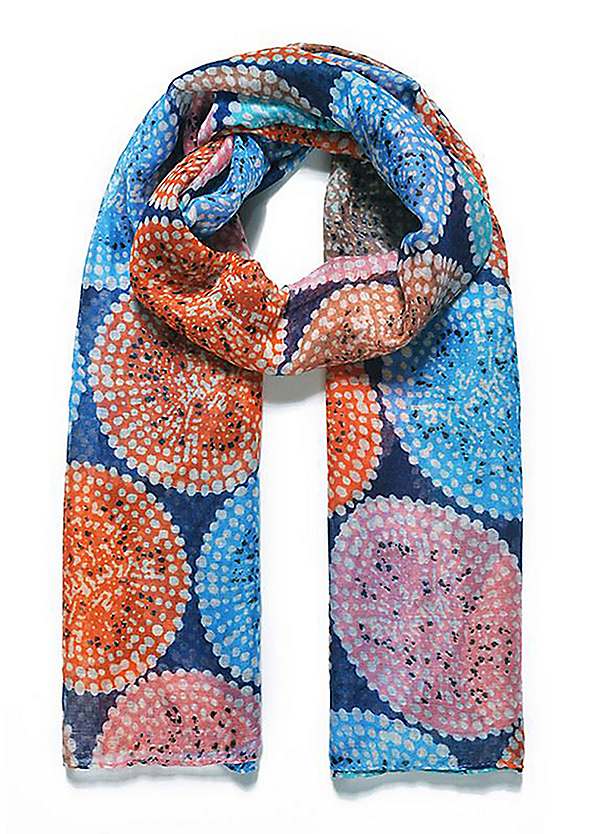 Orange Blue Contrasting Batik Print Summer Scarf by Intrigue Look Again