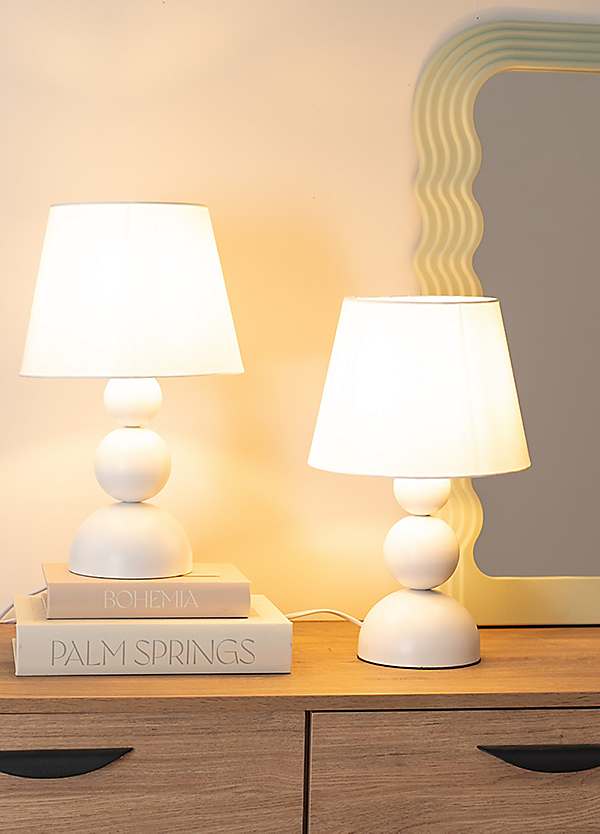 ValueLights Pair of Winnie Cream Touch Table Lamps by ValueLights