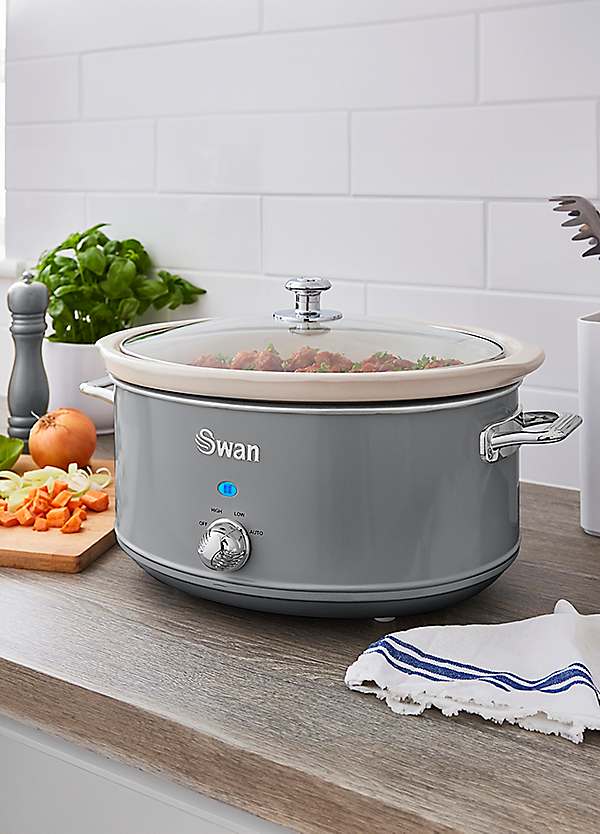 Swan SF17031GRN 6.5L Retro Slow Cooker Grey by Swan