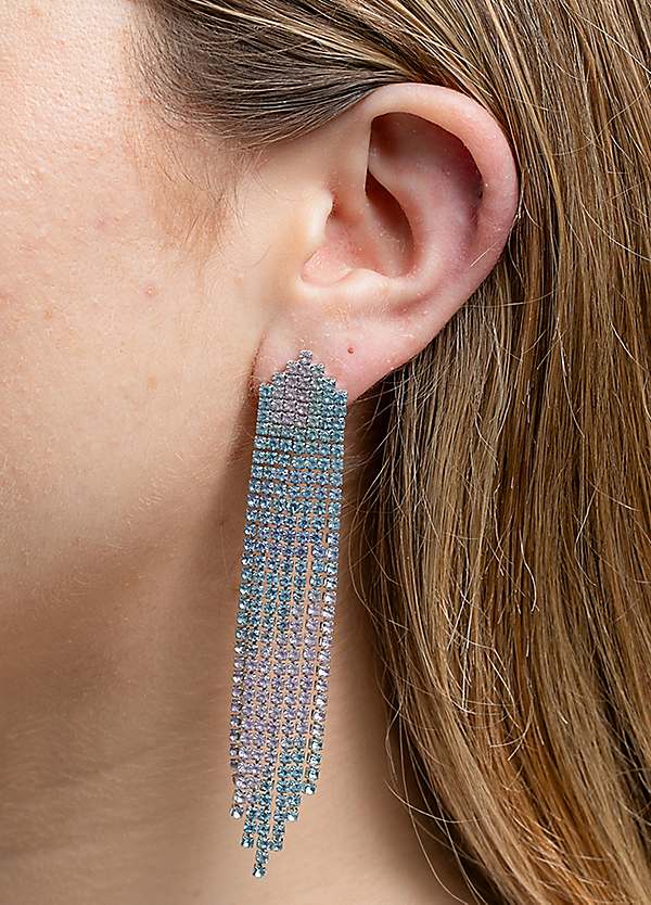 MOOD By Jon Richard Silver Pink Tonal Mix Diamante Shower Drop Earrings by MOOD By Jon Richard